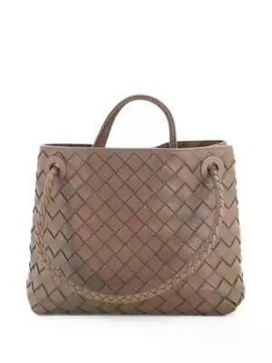 Bottega Veneta Andiamo Top Handle Bag Intrecciato Nappa Small Satchel - Brown