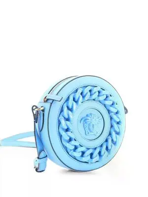 Versace La Medusa Round Camera Bag Leather Small Crossbody Bag - Blue
