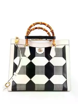 GUCCI Diana Nm Bamboo Handle Printed Leather Medium Tote Bag