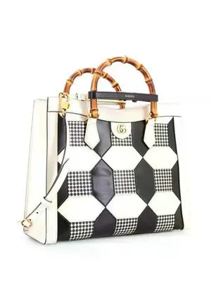 Gucci Diana Nm Bamboo Handle Printed Leather Medium Tote Bag