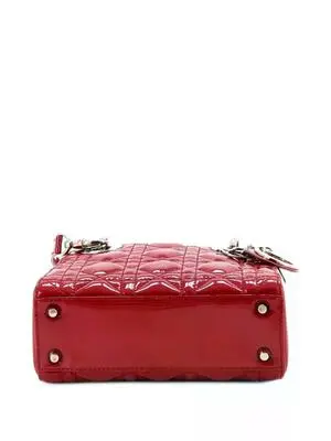 Dior Lady Cannage Quilt Patent Mini Satchel - Red