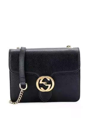 Gucci Interlocking Chain Leather Small Crossbody Bag - Black