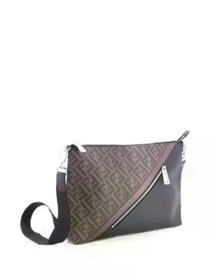 Fendi Zucca Coated Canvas And Leather Messenger Bag