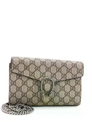 Gucci Dionysus Chain Wallet Gg Coated Canvas Small Crossbody Bag - Brown