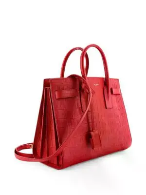 Saint Laurent Sac De Jour Nm Crocodile Embossed Leather Satchel - Red