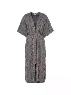 Malo Short-sleeve Cable-knit Cashmere Coat