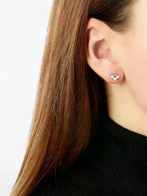 Yoko London Pearl And Diamond V-shape Earrings - Pink