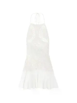 Jacquemus Crochet Halterneck Mini Dress - White