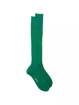 N°21 Ribbed-knit Logo-print Socks - Green