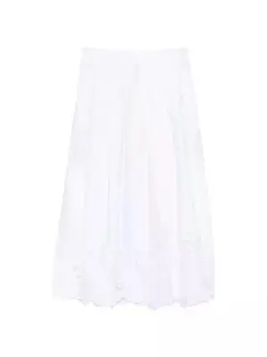 Ermanno Scervino Broderie-anglaise Pleated Midi Skirt - White