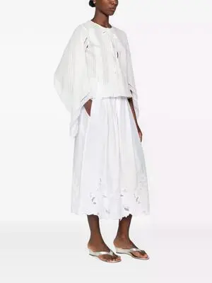 Ermanno Scervino Broderie Anglaise Pleated Midi Skirt