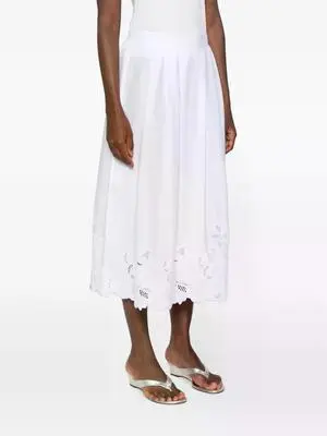 Ermanno Scervino Broderie Anglaise Pleated Midi Skirt