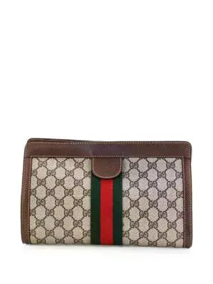 Gucci Vintage Ophidia Frame Gg Coated Canvas Clutch Bag - Brown
