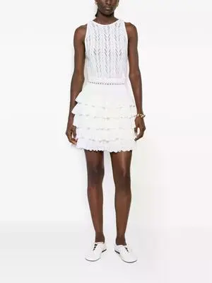 ANTONINO VALENTI Pointelle-knit Ruffled Mini Dress - White