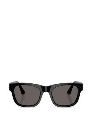 Persol Square Frame Sunglasses With Engraved Arms - Black