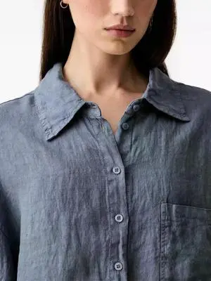 VICOLO Cropped Button-down Linen Shirt