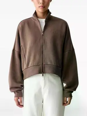 Adidas Logo-embroidered Zip-up Sweatshirt - Brown