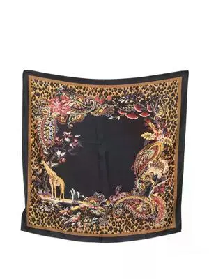 Etro Paisley Leopard-print Scarf - Black