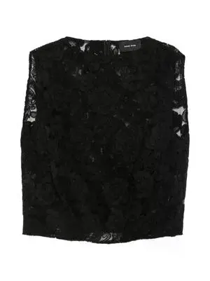Simone Rocha Sleeveless Floral Lace Top - Black