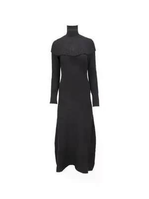 Isaia Ribbed High-neck Maxi Dress - Black
