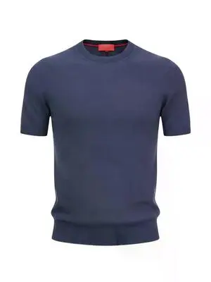 Isaia Short-sleeved Crew-neck Knitted T-shirt - Blue