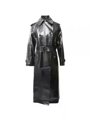 MARIO VALENTINO VINTAGE Double-breasted Belted Trench Coat - Black