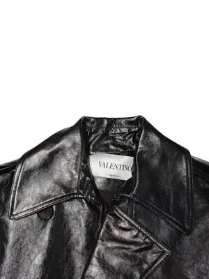 MARIO VALENTINO VINTAGE Double-breasted Leather Trench Coat