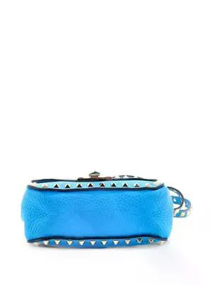 Valentino Garavani Rockstud Flip Lock Flap Bag Leather Mini Crossbody Bag - Blue