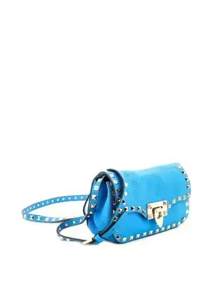 Valentino Garavani Rockstud Flip Lock Flap Leather Mini Crossbody Bag - Blue