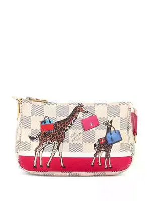 LOUIS VUITTON Pochette Accessoires Limited Edition Damier Mini Clutch Bag - White