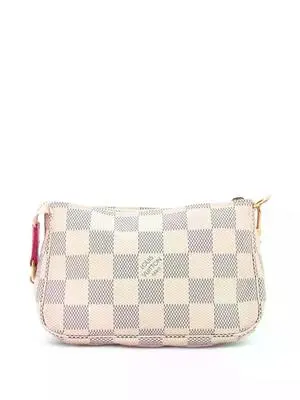 LOUIS VUITTON Pochette Accessoires Limited Edition Damier Mini Clutch Bag - White
