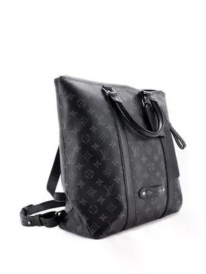 LOUIS VUITTON Monogram Eclipse Canvas Tote Backpack - Black