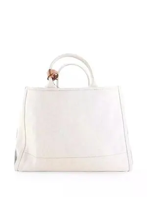 Prada Logo Linen Blend Large Tote Bag