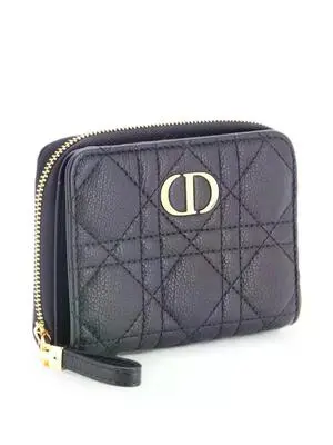Dior Caro Dahlia Wallet Cannage Calfskin Small Wallets - Black