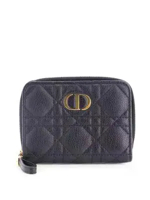 Dior Caro Dahlia Wallet Cannage Calfskin Small Wallets - Black