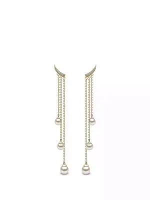 Yoko London Freshwater Pearl And Diamond Apex Earrings - Gold