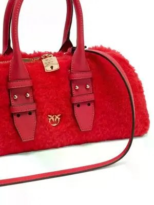 Pinko Faux-shearling Tote Bag With Love Birds Detail