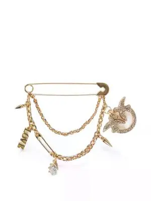 Pinko Love Birds Chain-link Brooch - Gold