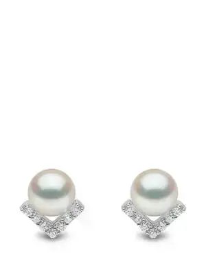 Yoko London Freshwater Pearl And Diamond Earrings - Silver