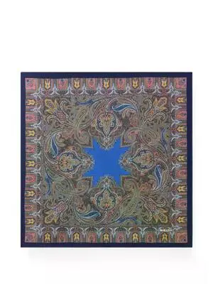 Etro Geometric Paisley-print Pocket Square - Blue