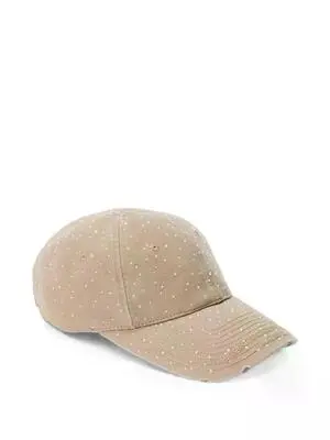 Alexander Wang Crystal-embellished Distressed Baseball Cap - Neutrals