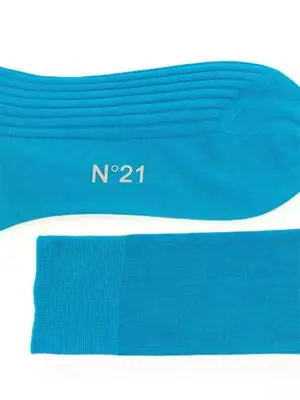N°21 Ribbed-knit Logo-print Socks