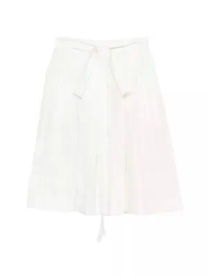 Ermanno Scervino Belted Pleated Midi Skirt - White