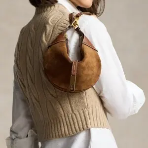 Ralph Lauren Polo Id Suede Mini Shoulder Bag Cinnamon/cuoio