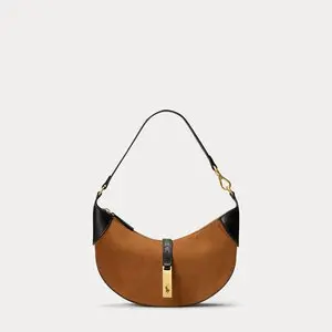 Ralph Lauren Polo Id Suede Mini Shoulder Bag - Toffee/black
