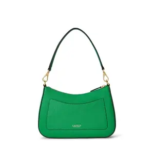 Ralph Lauren Crosshatch Leather Medium Danni Bag - Green Topaz