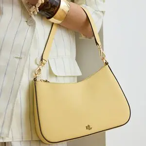 Ralph Lauren Crosshatch Leather Medium Danni Bag Lemon Sorbet