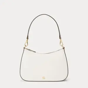 Ralph Lauren Crosshatch Leather Medium Danni Bag Soft White