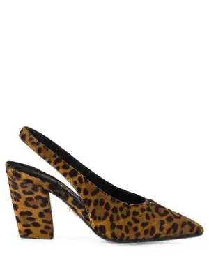 Prada Slingback Pumps In Leopard Print Calf Hair