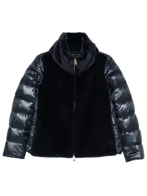 Herno Ultra-light Down Jacket With Faux Fur Inserts - Blue